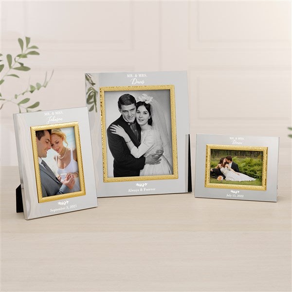 Laurels Of Love Personalized Silver & Gold Hammered Frame