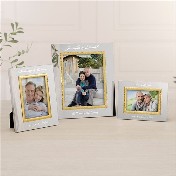 Personalized Silver & Gold Anniversary Hammered Picture Frame - 5x7