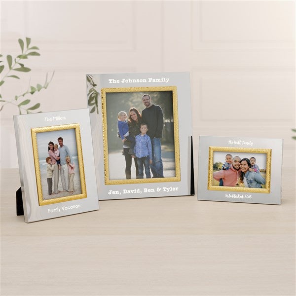 Family Forever Personalized Silver & Gold Hammered Frame