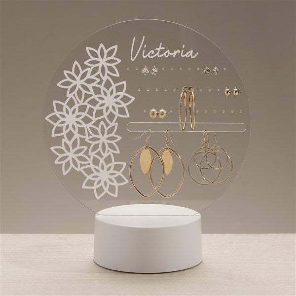 For Her Floral Personalized Acrylic LED Jewelry Holder