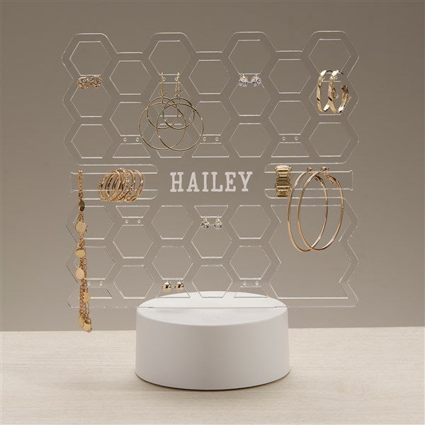 Honeycomb Personalized Acrylic LED Jewelry Holder