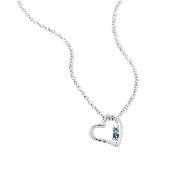 Custom Heart Birthstone Necklace - 2 Stones