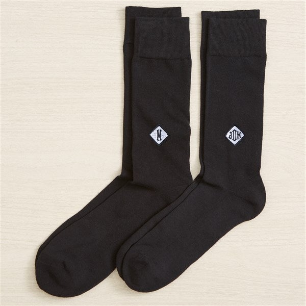 Diamond Monogram Embroidered Black Sock Set