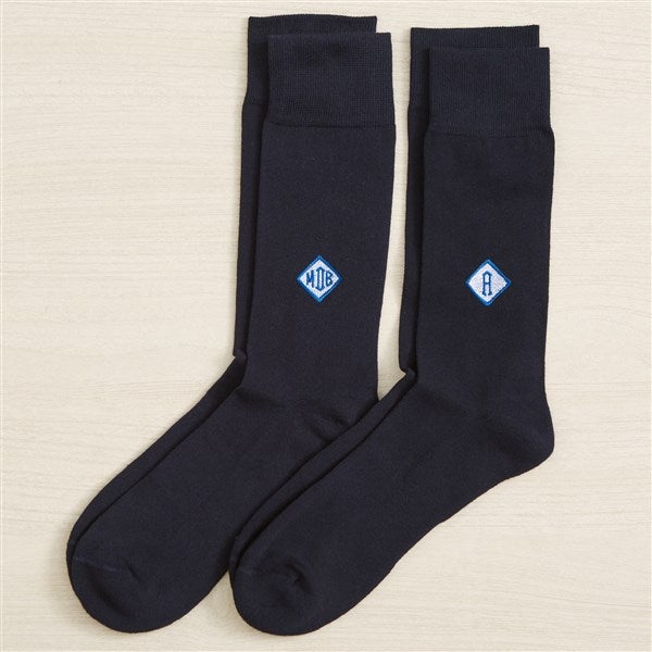 Diamond Monogram Embroidered Navy Sock Set