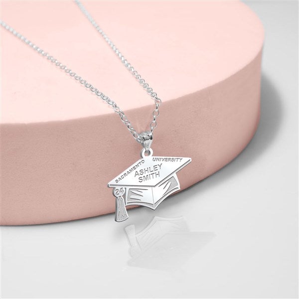 Custom Graduation Name and School Pendant - Sterling Silver