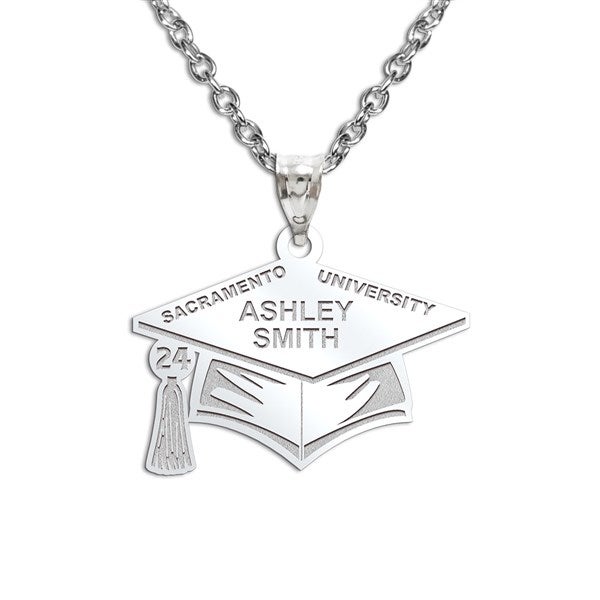 Custom Graduation Name and School Pendant - Sterling Silver
