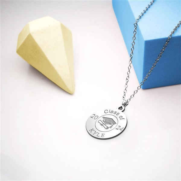 Personalized Name Round Graduation Charm - Sterling Silver