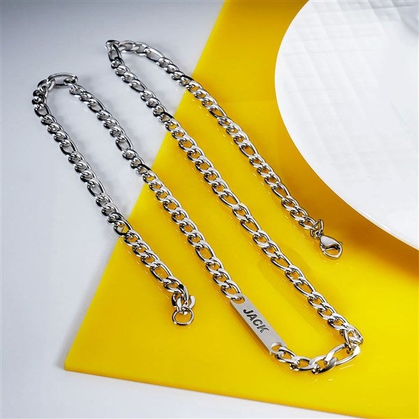 Personalized Men's Figaro Name ID Necklace