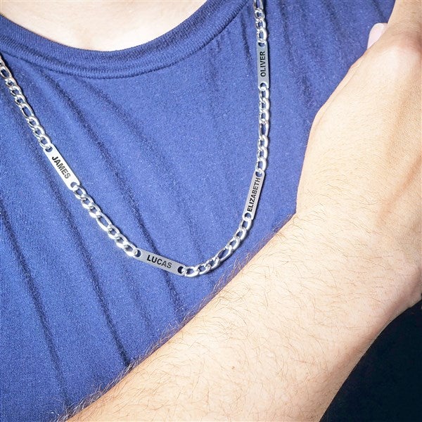Personalized Men's Figaro Name ID Necklace - 4 Names