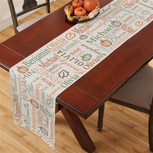 Fall Repeating Name Personalized Table Runner