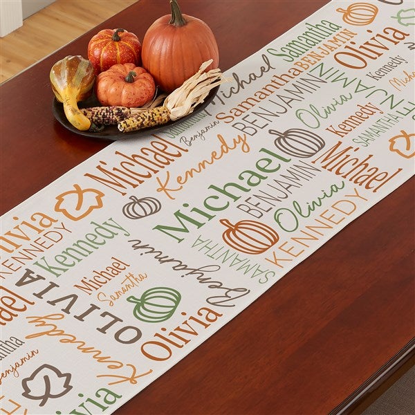 Fall Repeating Name Personalized Table Runner
