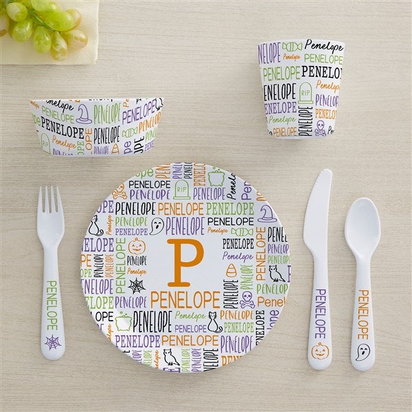 Halloween Repeating Name Personalized Kids Plate