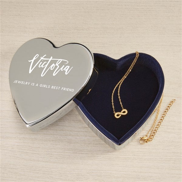 Scripty Name Personalized Heart Jewelry Box Gift Set with Heart Necklace