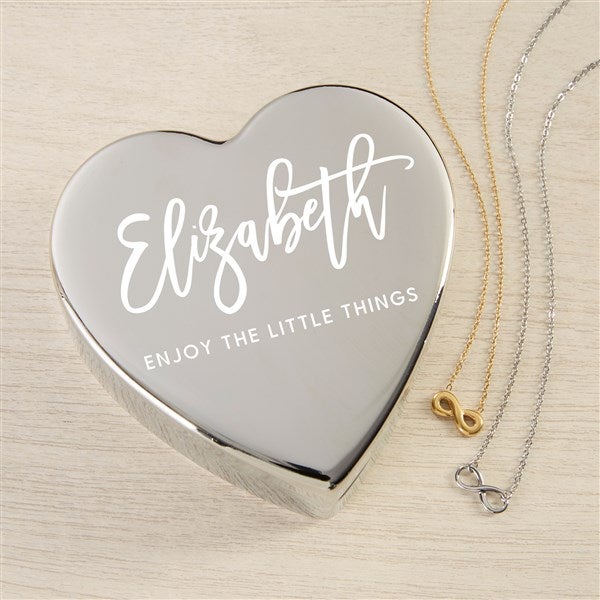 Scripty Name Personalized Heart Jewelry Box Gift Set with Infinity Necklace