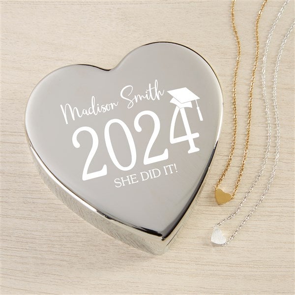 Classic Graduation Personalized Heart Jewelry Box with Heart Necklace