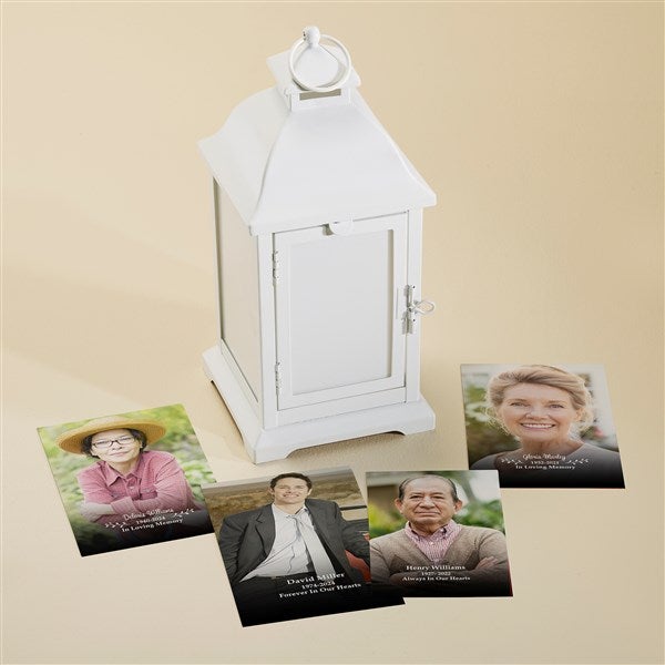Photo Memorial Personalized White Metal LED Lantern