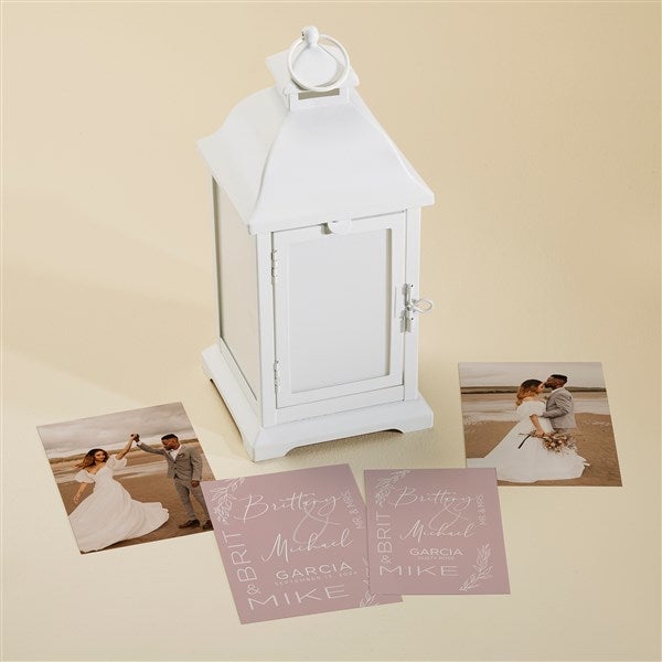 Elegant Couple Personalized White Metal LED Lantern