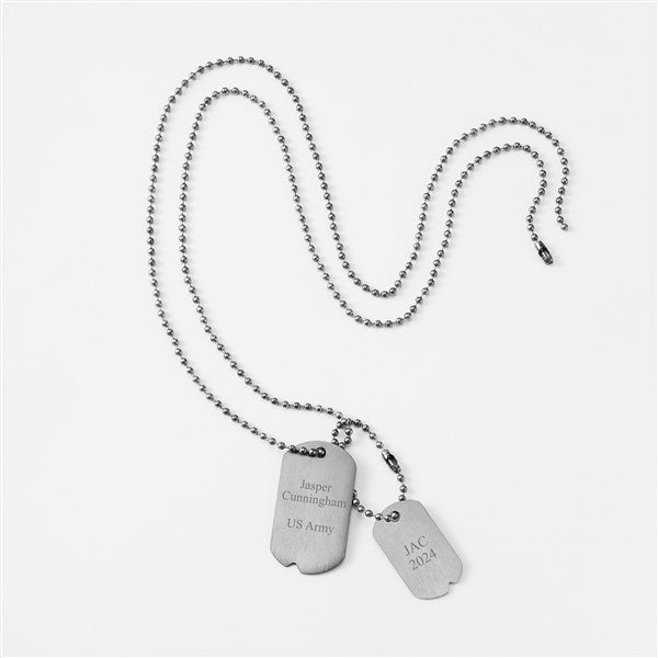 Engraved Stainless Steel Double Dog Tag Necklace - Vertical