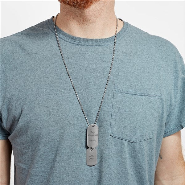 Engraved Stainless Steel Double Dog Tag Necklace - Vertical
