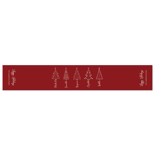 Scripted Names Personalized Christmas Tree Table Runner - Large
