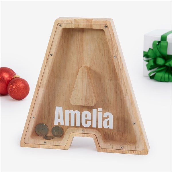 Personalized Wood Letter Bank - Small