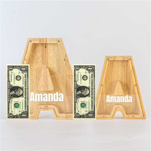 Personalized Wood Letter Bank - Large