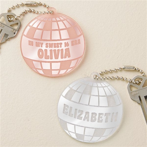 Disco Ball Personalized Acrylic Keychain - Gold