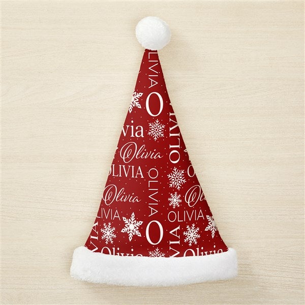Christmas Snowflake Repeating Name Personalized Adult Santa Hat