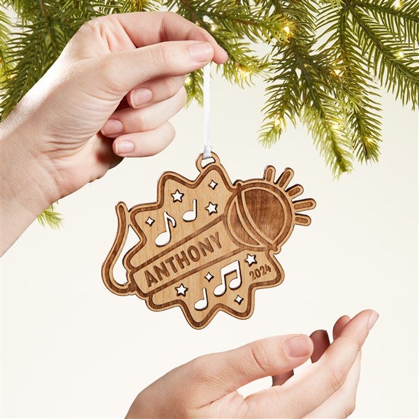 Music Microphone Personalized Wood Ornament