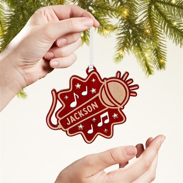 Music Microphone Personalized Wood Ornament