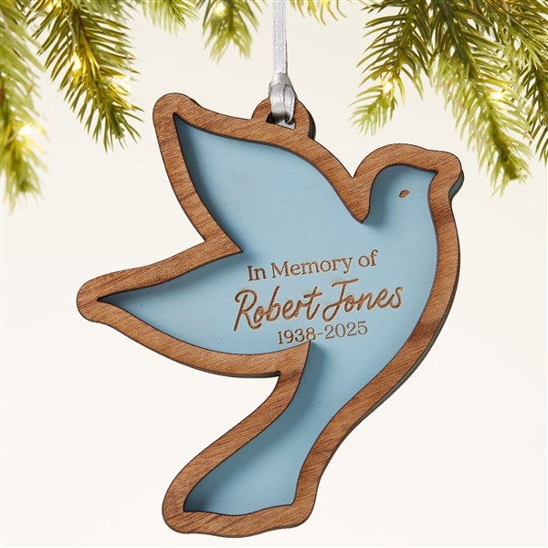 Memorial Dove Personalized Wood Ornament - Blue