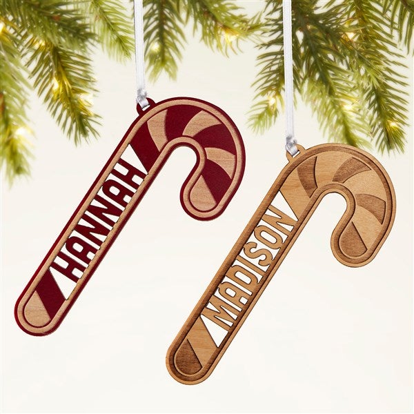Candy Cane Personalized Wood Ornament