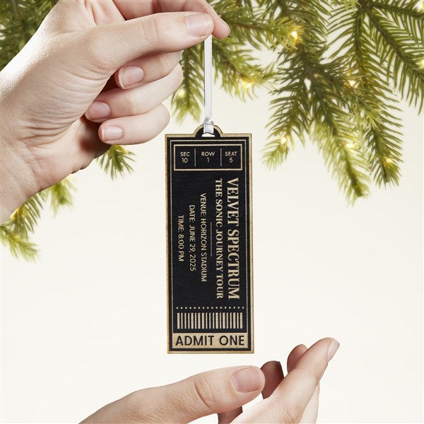 Favorite Concert Ticket Personalized Wood Ornament - Black