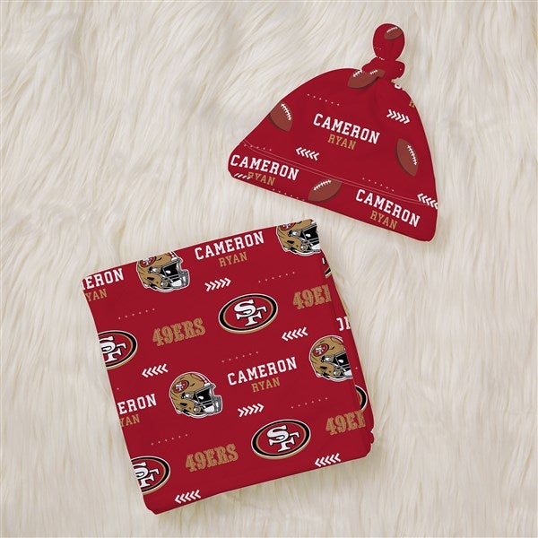 San Francisco 49ers Personalized NFL Baby Hat & Receiving Blanket Set