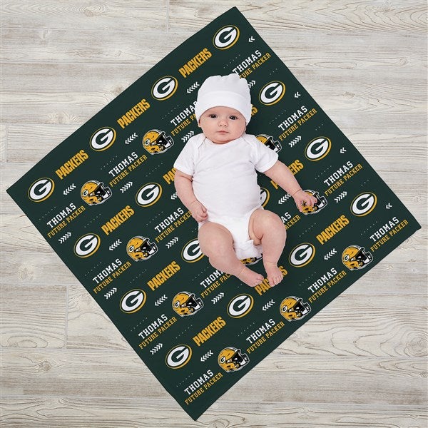 NFL Green Bay Packers Personalized Baby Hat & Receiving Blanket Set