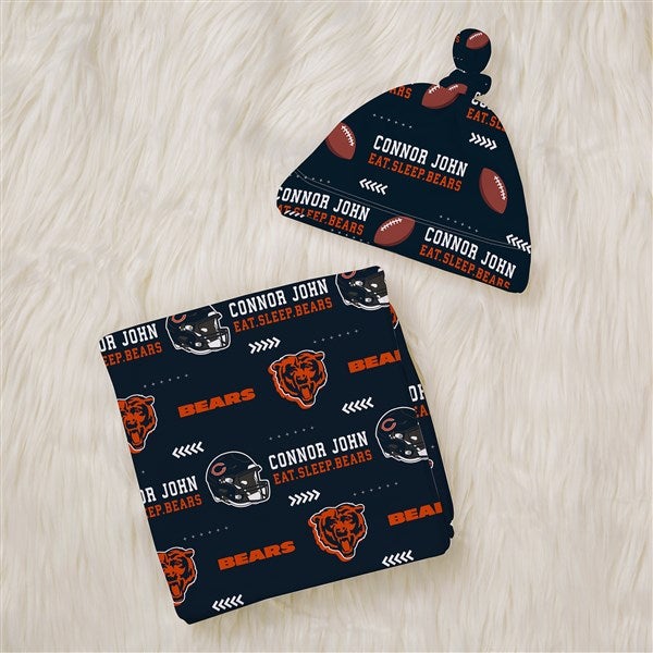 Chicago Bears Personalized NFL Baby Hat & Receiving Blanket Set