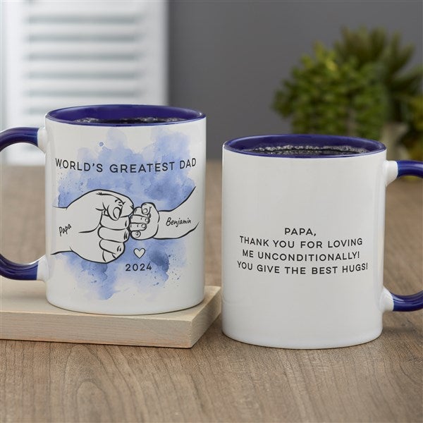 First Father's Day Fist Bump Personalized Coffee Mug - Blue