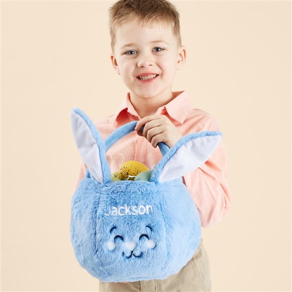 Bunny Ears Embroidered Plush Easter Treat Bag - Blue
