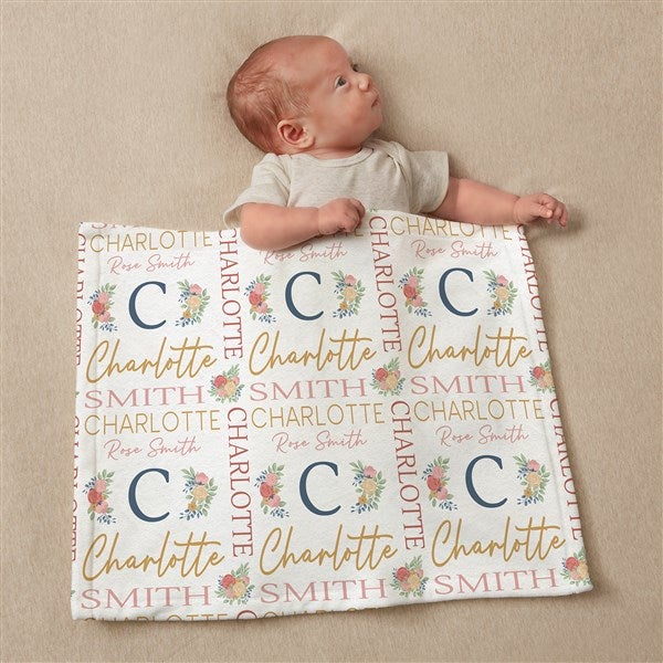 Blooming Baby Girl Personalized Mini Lovey Baby Blankie