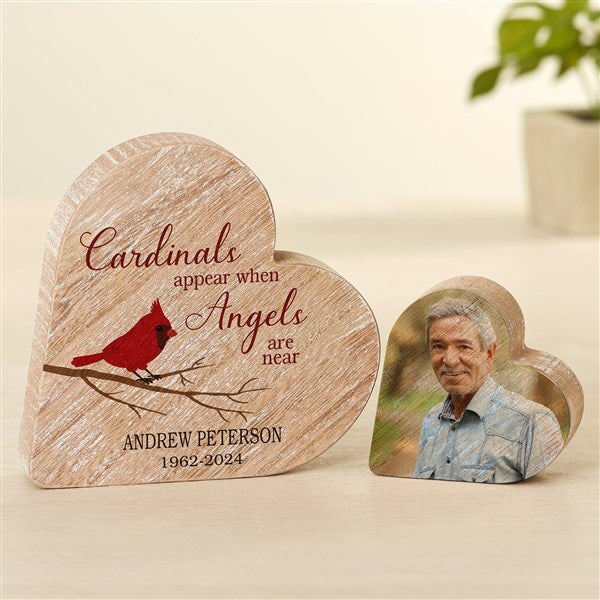 Cardinal Memorial Personalized Wooden Heart Keepsake