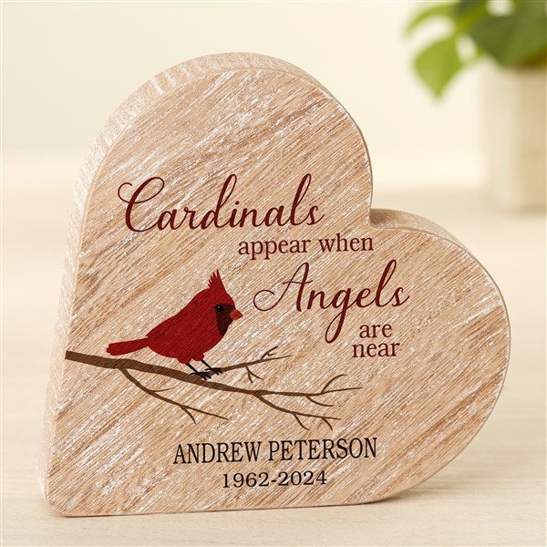 Cardinal Memorial Personalized Wooden Heart Keepsake