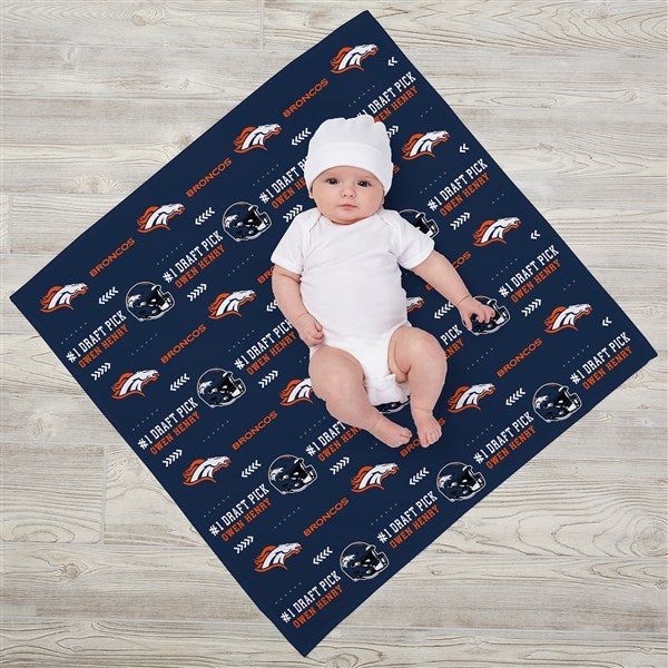 NFL Denver Broncos Personalized Baby Hat & Receiving Blanket Set