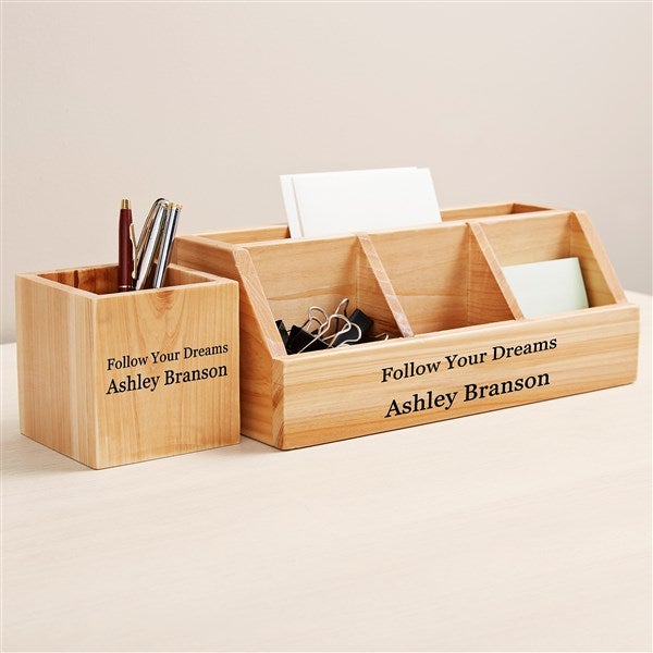 Inspirational Quotes Personalized Wooden Desk Organizer