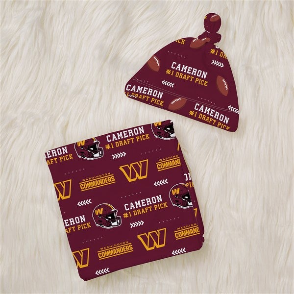 Washington Commanders Personalized NFL Baby Hat & Receiving Blanket Set