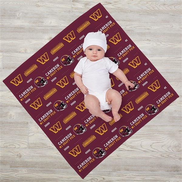 NFL Washington Commanders Personalized Baby Hat & Receiving Blanket Set