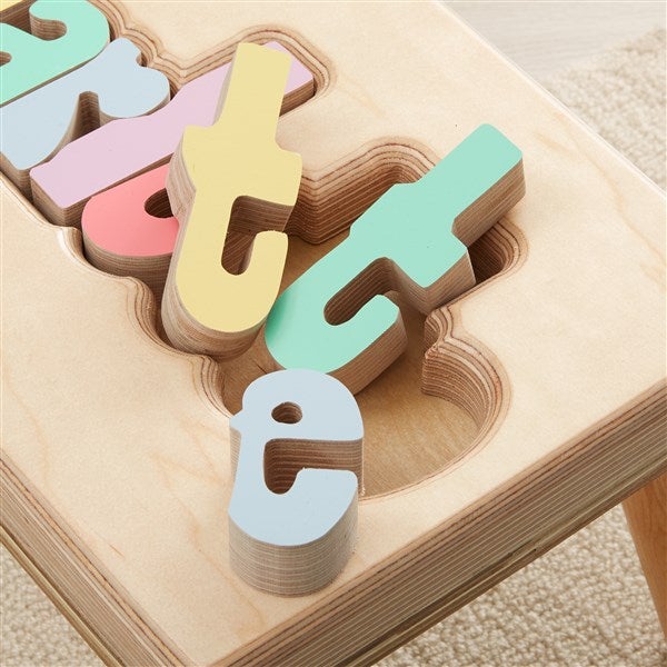 Pastel Name Personalized Wood Puzzle Stool - Small