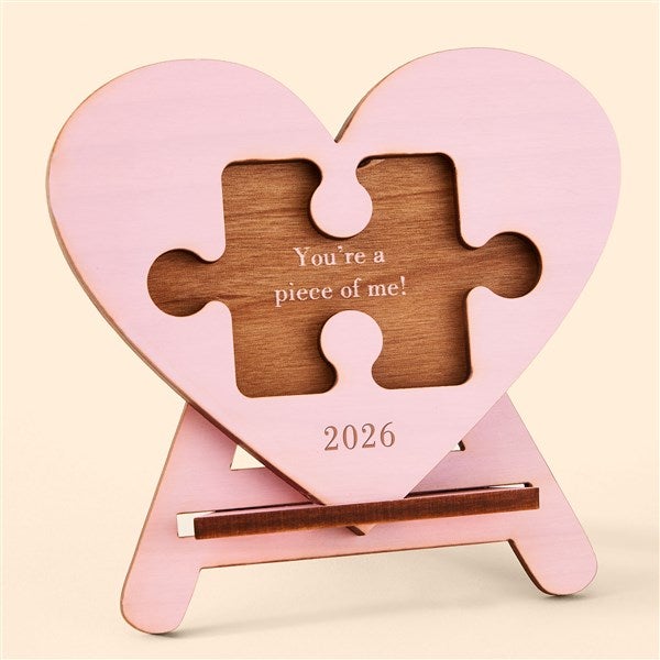 Piece of My Heart Personalized Cutout Tabletop Heart Puzzle - Red