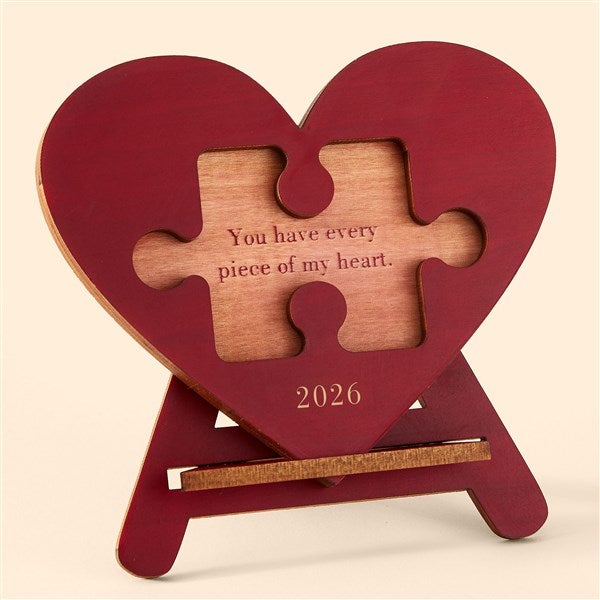 Piece of My Heart Personalized Cutout Tabletop Heart Puzzle - Red