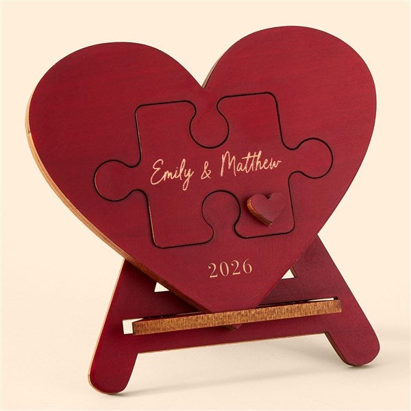 Piece of My Heart Personalized Cutout Tabletop Heart Puzzle - Red