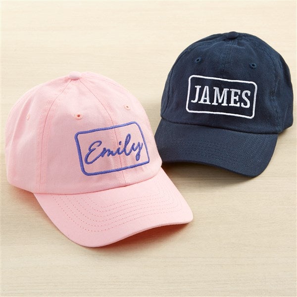 Classic Kids Embroidered Name Patch Baseball Cap - Navy Blue